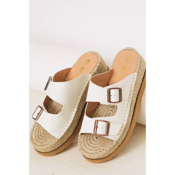 Mi.iM | Shoes | New Miim Hazel Platform Double Strap Sandals In White ...
